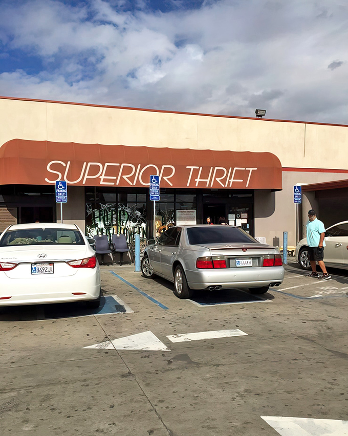 The unassuming orange awning of Superior Thrift Store beckons bargain hunters like a retail oasis in Stockton's shopping desert.