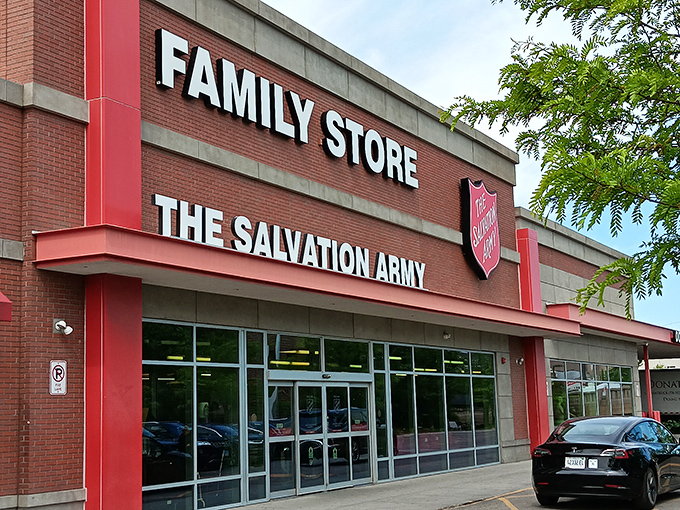 The iconic red-brick facade with its distinctive Salvation Army shield promises treasure hunting adventures that beat any mall experience hands down.