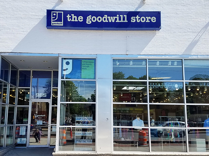 The clean white facade of Goodwill on Commonwealth Avenue stands like a beacon for bargain hunters&mdash;retail therapy without the "retail" prices.