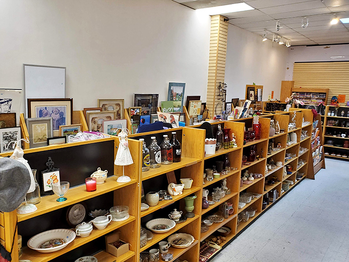 Treasure hunters, take note! These meticulously organized shelves are where vintage dishware and forgotten heirlooms find their second chance at love.