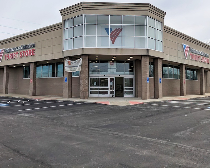 The modern facade of VOA's East Broad Street location promises treasure hunting on an epic scale. Who knew secondhand shopping could look so upscale?