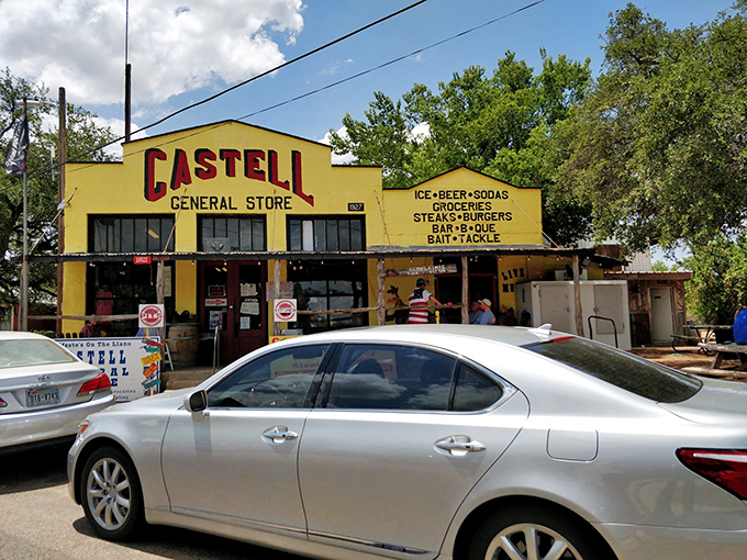 Where time stands still but hunger doesn't—the classic storefront promises cold drinks, hot meals, and everything a river adventurer might need.