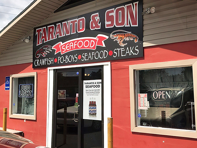 At Taranto & Son, the sign says it all&mdash;crawfish, po&rsquo;boys, and seafood feasts worth pulling over for.