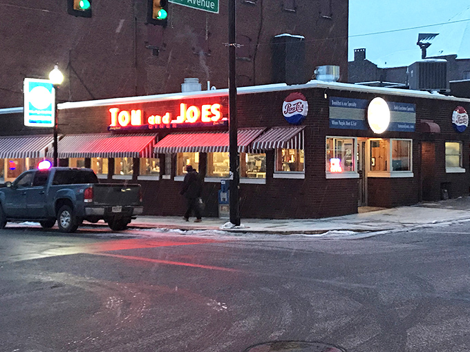 When the neon glow of Tom & Joe's illuminates a winter evening, you know comfort food salvation awaits just steps away from the snowy sidewalk.