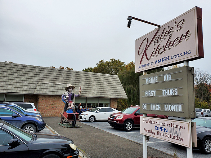The charming roadside sign announces prime rib specials like it's revealing a state secret. Trust me, this is intelligence worth acting on.