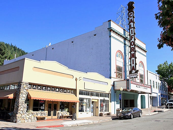 Downtown Dunsmuir's historic California Theatre stands as a time capsule of small-town Americana, complete with that iconic vertical sign that practically begs for a selfie.