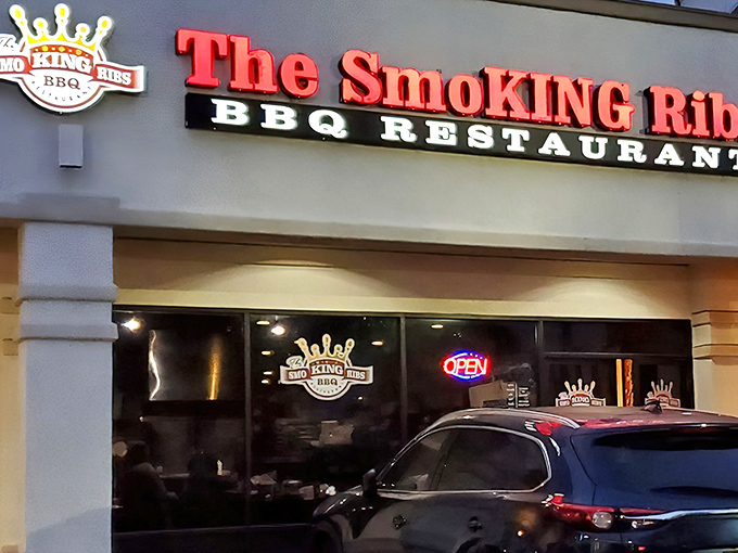 The bold red signage beckons like a barbecue beacon in Garden Grove. No fancy frills needed when what's inside speaks volumes.