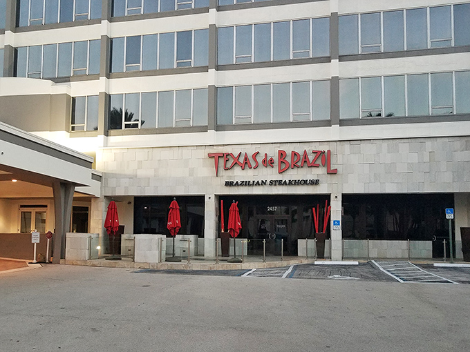 The unassuming exterior of Texas de Brazil belies the carnivorous paradise within. Like finding a meat oasis in Orlando's tourist desert.