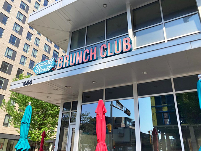 Bassett Street's vibrant exterior promises what every morning deserves &ndash; a brunch worth getting out of pajamas for.