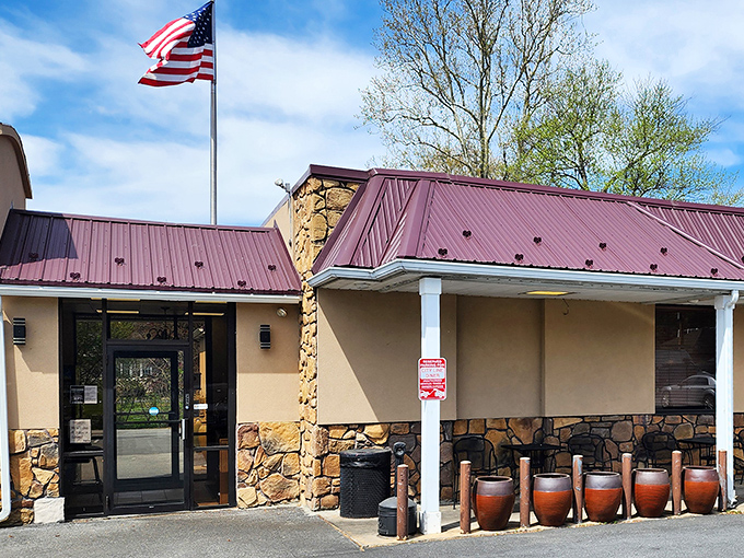 An American flag waves proudly above the entrance, welcoming hungry patrons to this unassuming culinary treasure in Pennsylvania's capital city.
