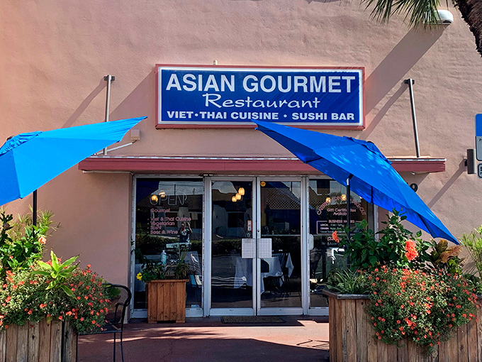 Blue umbrellas stand guard outside like sentinels protecting the secret of what might be the Space Coast's most authentic Vietnamese cuisine.