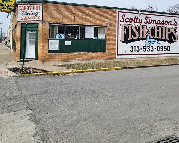 The unassuming brick exterior of Scotty Simpson's hides Detroit's fish and chips treasure &ndash; proving great seafood doesn't need fancy packaging.
