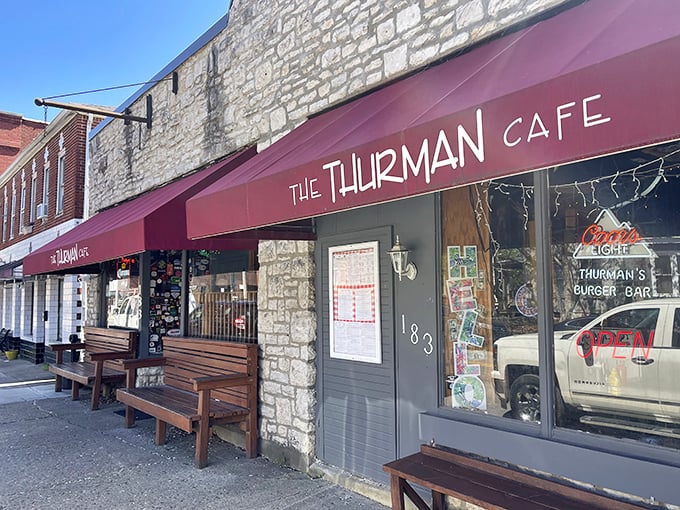 The unassuming exterior of The Thurman Cafe in Columbus' German Village hides burger greatness behind that burgundy awning. Food pilgrims, your shrine awaits.