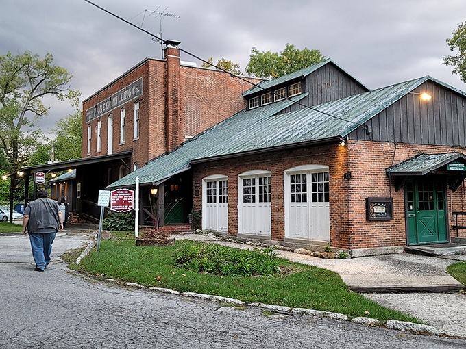A different angle reveals the mill's architectural character&mdash;where industrial heritage meets culinary excellence in this unassuming Ohio treasure.