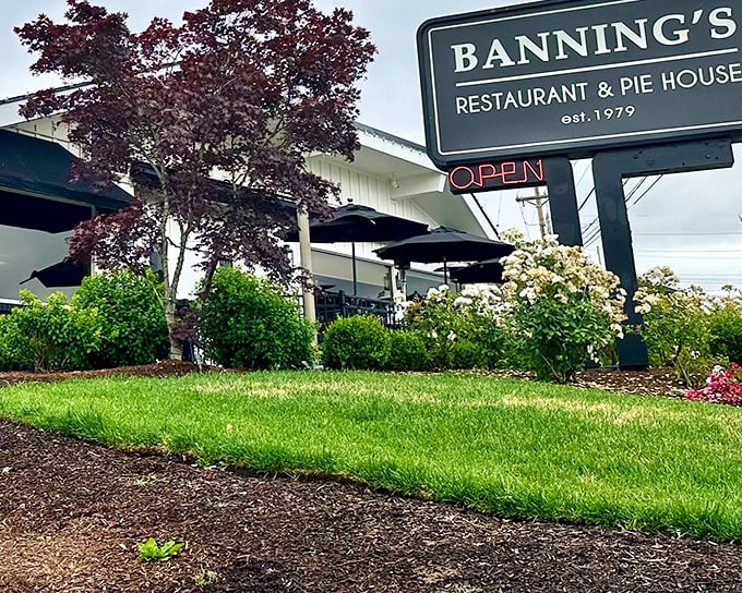 The crisp white exterior and bold "NOW OPEN" banner invite you in like an old friend waving from across the street.