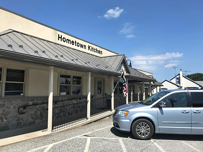 The unassuming exterior of Hometown Kitchen stands like a beacon of comfort food promise in Quarryville, where locals know true culinary treasures don't need flashy signage.