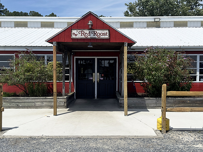The Red Roost's barn-red exterior isn't just a color choice&mdash;it's a promise that something authentically Maryland awaits inside those doors.