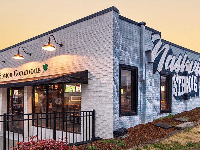 As dusk settles, the glow from Boston Commons creates an inviting beacon for seafood lovers &ndash; like a lighthouse guiding hungry sailors home.