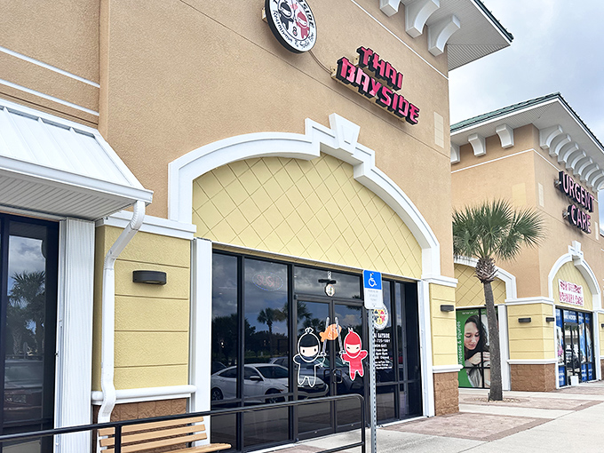The unassuming exterior of Thai Bayside belies the culinary treasures within. Like finding a diamond in a strip mall setting.