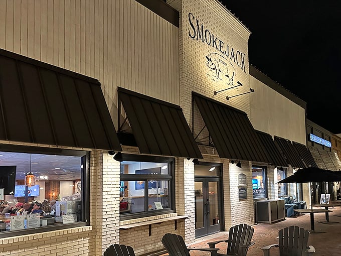 Those black awnings aren't just for show—they're like the velvet rope outside an exclusive club where the VIPs are slow-smoked meats.