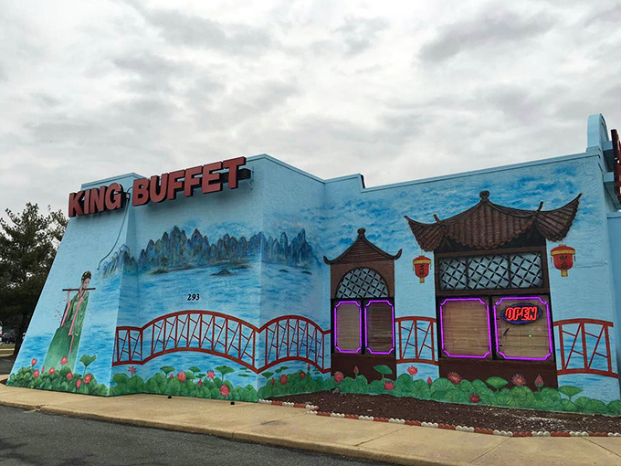 Like finding a pagoda in Delaware, this artistic exterior mural transforms a simple restaurant into a storybook destination for hungry travelers.