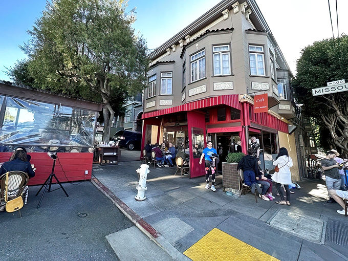 The corner bistro that launched a thousand food dreams. Chez Maman East's distinctive red awning beckons like a Parisian lighthouse in San Francisco's Potrero Hill neighborhood.
