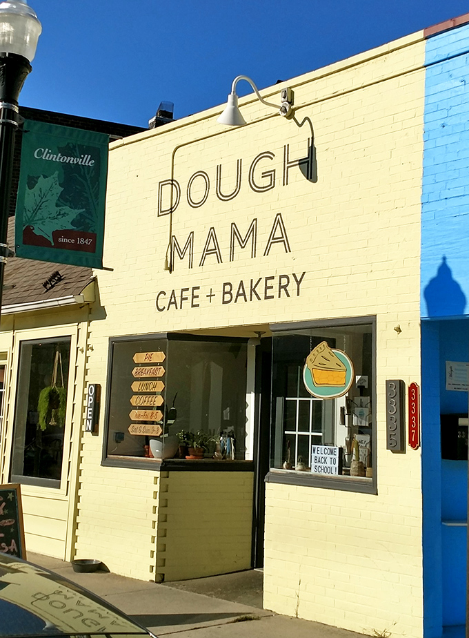 The cheerful yellow facade of Dough Mama beckons like a culinary lighthouse on Clintonville's streetscape. Simple, unpretentious, and promising deliciousness within.