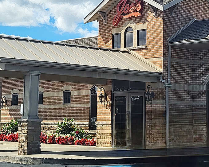 The welcoming entrance with its signature red "Joe's" sign feels like the culinary equivalent of a "come on in" from an old friend.