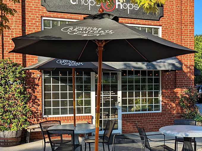 Those umbrellas aren't just for shade &ndash; they're protecting diners from food envy passing by on the sidewalk.