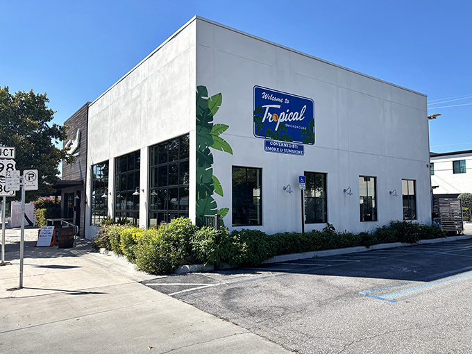 The clean white exterior of Tropical Smokehouse belies the flavor explosion waiting inside. Florida sunshine and BBQ&mdash;a match made in culinary heaven.