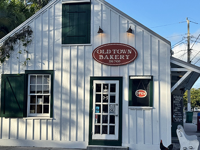 The quintessential Key West charm: Old Town Bakery's white clapboard exterior with green shutters looks like it should come with its own Jimmy Buffett soundtrack.