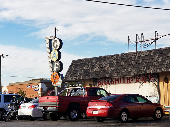 That vintage "CAFE" sign isn't just directing you to breakfast&mdash;it's pointing the way to burger paradise in Van Alstyne.