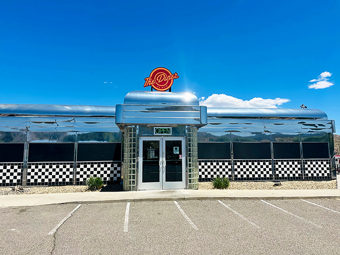 Like a chrome mirage in the Arizona desert, Diner on Main's gleaming exterior promises a time-traveling culinary adventure beneath those brilliant blue skies.