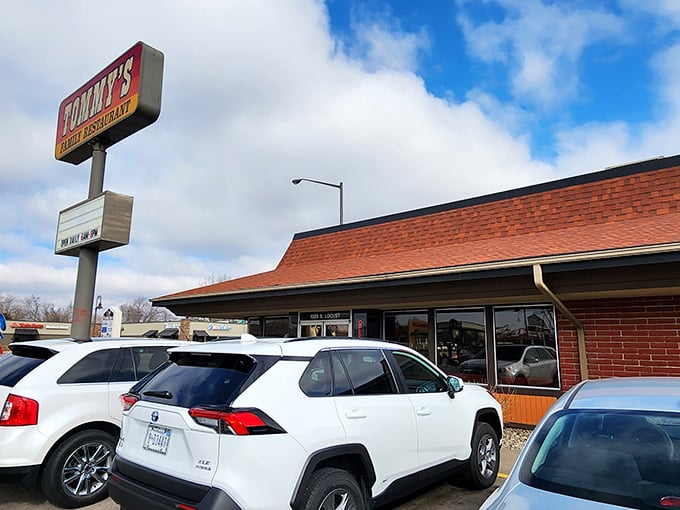Tommy's iconic sign stands proud against Nebraska's big sky, beckoning hungry travelers with promises of comfort food that never disappoints.