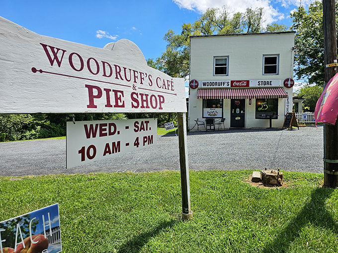 The iconic mint-green exterior of Woodruff's stands like a time capsule along Route 29, promising comfort food treasures within.