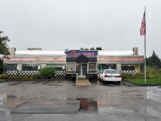 Step into a time machine disguised as a diner, complete with chrome details and that perfect retro glow.
