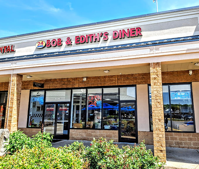 The neon sign beckons like an old friend at midnight, promising comfort and calories in equal measure. Bob & Edith's 24-hour haven stands ready whenever hunger strikes.