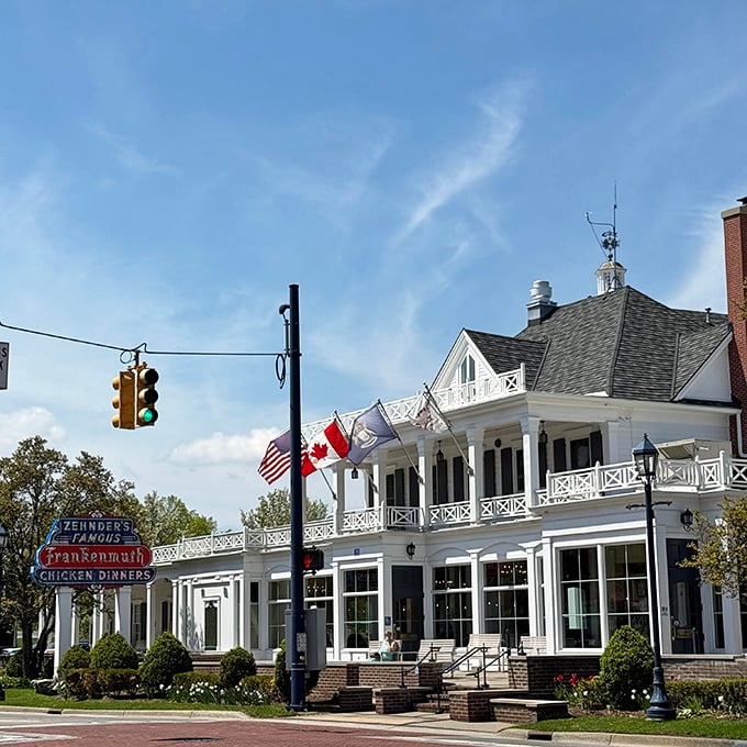 The iconic blue and red sign beckons hungry travelers&mdash;Michigan's culinary North Star guiding you to chicken dinner paradise.