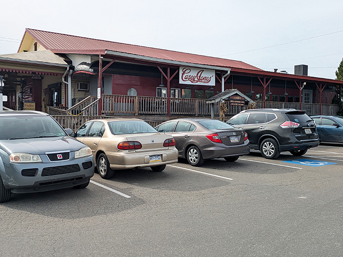The unassuming exterior of Casey Jones' Restaurant hides culinary treasures within, like finding a Michelin star chef cooking in your neighbor's garage.