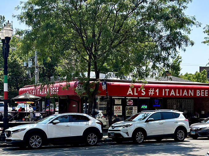 Standing proud in Little Italy, Al's #1 Italian Beef's street presence announces itself with all the subtlety of a Chicago politician on election day.