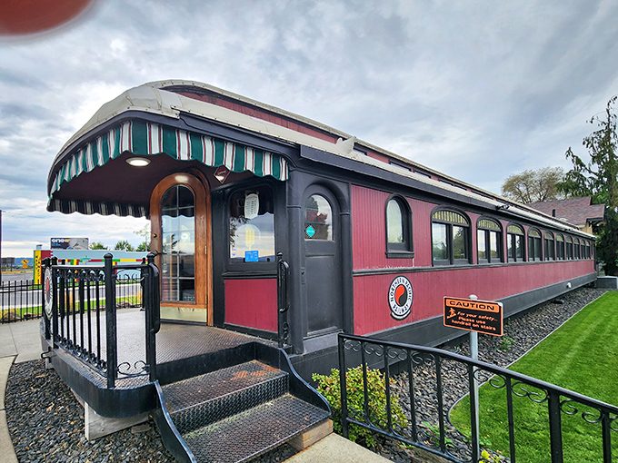 Step back in time at Knight's Diner, where this crimson Northern Pacific railcar has been serving up breakfast dreams to Spokane locals for generations.