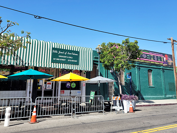 The iconic green and white striped awning beckons Cajun food lovers to this unassuming Chinatown treasure worth every mile driven.