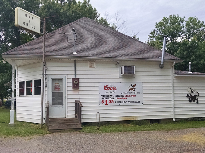 The humble exterior of Prairie Nut Hut in Altoona belies the culinary treasures within. Small-town architecture meets big-time flavor in this unassuming roadside haven.