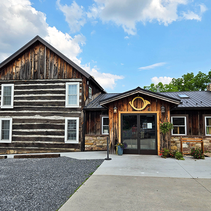 The log cabin exterior of Horn O Plenty isn't just charming&mdash;it's a promise that what awaits inside has been perfected over generations of Pennsylvania tradition.