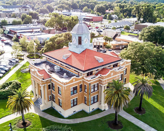 The historic Old Courthouse dominates Inverness' skyline with its distinctive copper dome, standing like a dignified elder watching over the affordable paradise below.