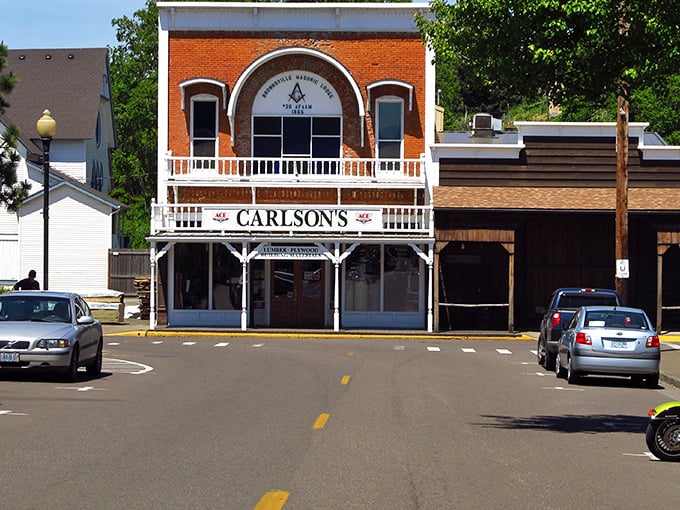 Carlson's stands proudly on Main Street, its brick facade and white balcony like a time portal to Oregon's pioneer days. Antique hunters, prepare your wallets!