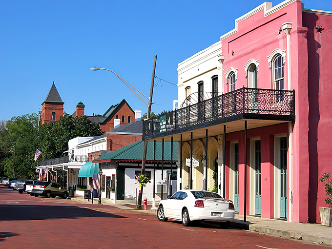 Jefferson's historic brick buildings stand like colorful sentinels of the past, their facades telling stories that modern glass and steel could never match.