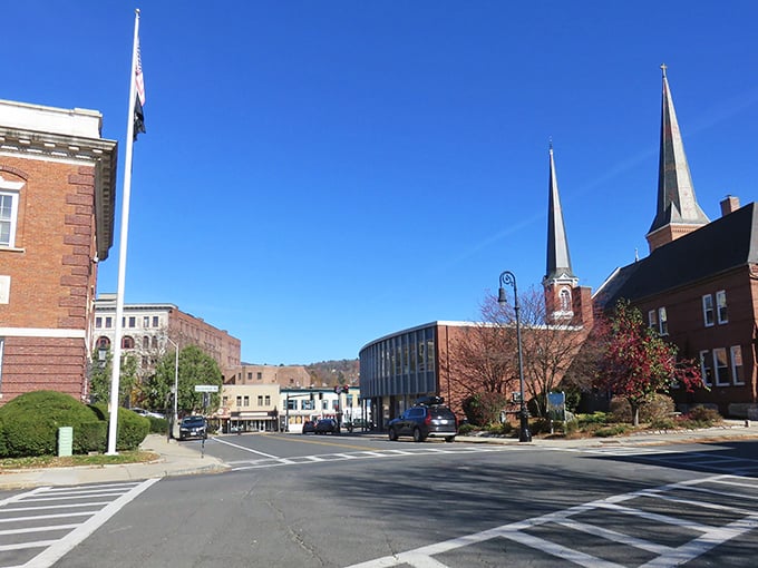 Downtown Adams feels like stepping into a Norman Rockwell painting where church spires punctuate the skyline and community still matters more than commerce.