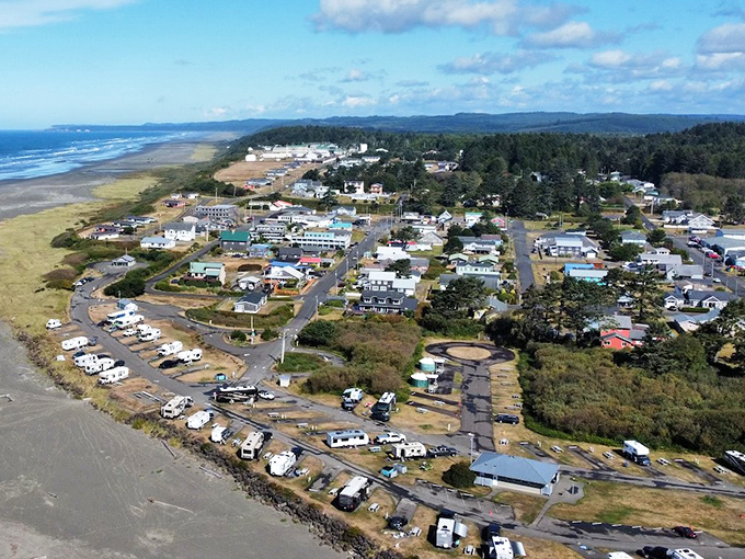 The ultimate bird's-eye view of paradise. Pacific Beach sprawls along Washington's coastline like nature's perfect compromise between civilization and wilderness.