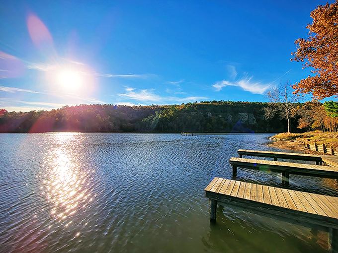 Nature's infinity pool? This sunlit vista at Lake Carlton proves Oklahoma can deliver postcard-worthy moments that rival any coastal retreat.